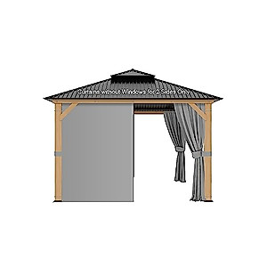 Garden Sunny 2 Panels-10'x10' Replacement Universal Gazebo Curtains Privacy Sidewall,Shade Curtains,Protecting Side Walls (Only Curtain -2 Panels Without PVC Window)-Grey