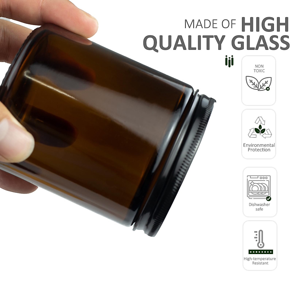 12-Pack of 8 OZ Candle Jars with Lids, Glass Candle Jars for Candle Making and Candle DIY, Empty Candle Container Tins, Food-Grade Material, Modern Design for Home Decor and Organization Decor