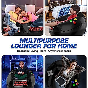 The Gamer's Chair - Inflatable Video Gaming Chair for Kids & Teens - Perfect Game Room Decor - Cool Blow Up Bean Bag Style Air Filled - Indoor Furniture Bedroom Lounge Floor Chair Cheap