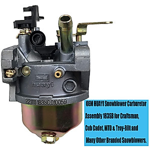 New HUAYI Snowblower Snow Thrower Carburetor Assembly 183SB 183SC with Gaskets Compatible with Craftsman, Cub Cadet, MTD & Troy-Bilt and Many Other Branded Snowblowers