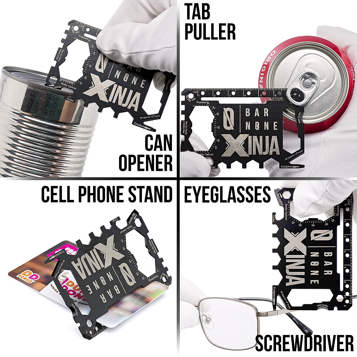 50 in 1 Credit Card Multitool Wallet Multi Tool Money Clip Clips Xtreme Ninja EDC Gerber Leatherman Knives Utility Knife Slim Wallets Minimalist Survival Everyday Carry | BAR NONE Xinja, Black