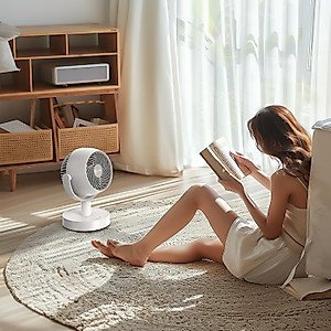 WITHOUSE Desk Fan for Bedroom, Mini Portable Air Circulator, Rechargeable Small Desk Fans Battery Powered with 5 Speeds, Oscillating and Powerful, Floor Fan for Whole Room Home Office