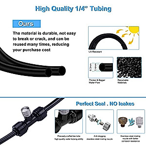 Fogalnd Patio Misting System : Outdoor Misting System 49ft Misting Cooling System with 16pcs 0.024" Orifice Thread Stainless Steel Misting Nozzle for Garden Greenhouse Gazebo