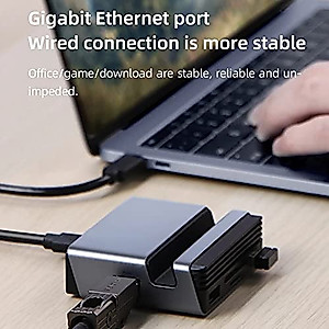 SLSFJLKJ USB C Hub Type-C Docking Station Type-C to 4K HDMI-Compatible PD SD/TF Card Reader RJ45 Phone Holder Stand