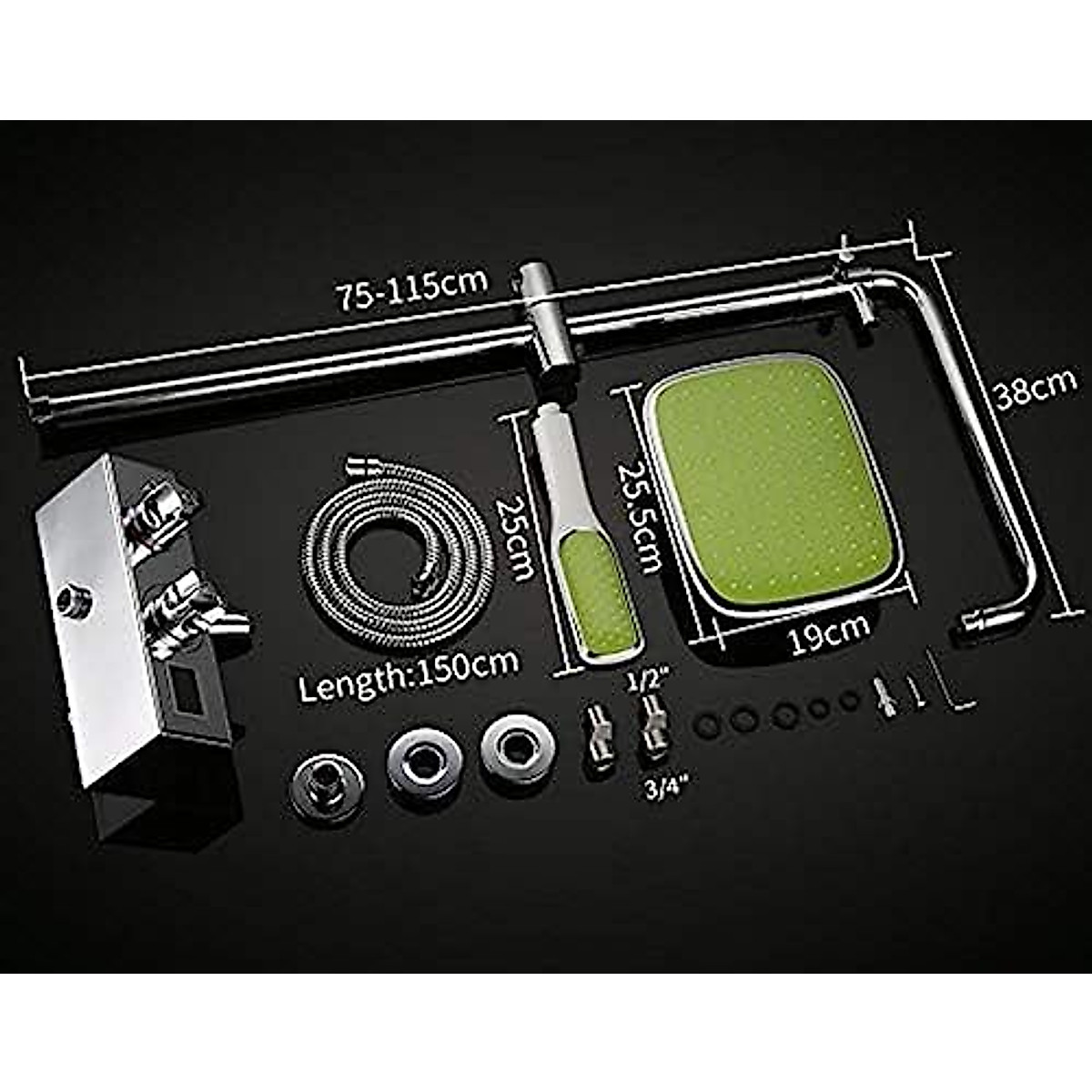 Kitchen Taps Brass Wall Mounted Bathroom Thermostatic Faucets Mixer Bath Shower Set With Square Shower Head Chrome Finish