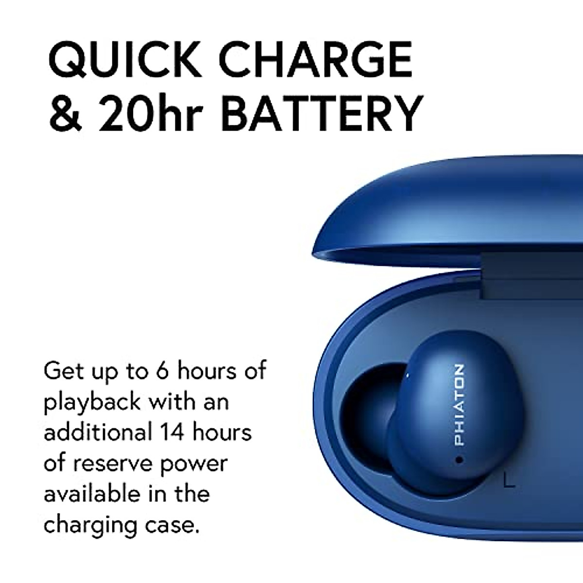 Phiaton Bonobuds True Wireless Hybrid Active Noise Cancelling Earbuds BONB-TN0610BL