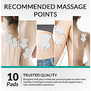 DONECO Omron Compatible TENS Electrodes - 10 (5 Pair) Premium Omron Compatible Replacement Pads for TENS Units