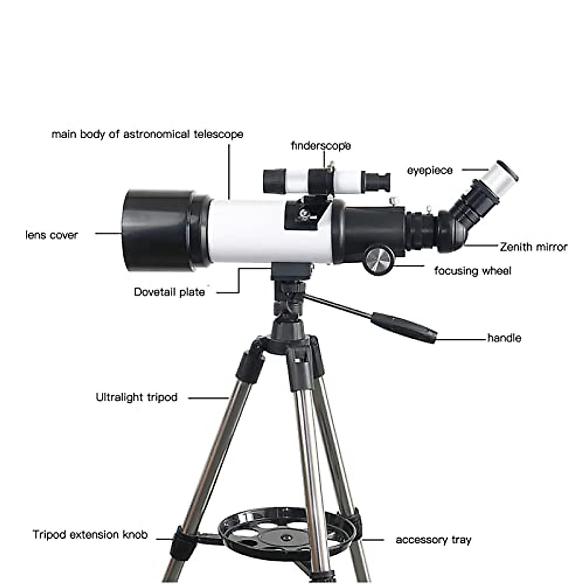 Kids Astronomical Telescope, 16x 40x 48x 120x Astronomical Telescope with Tripod ,Telescope All Optical Glass Lens FMC Multi Layer Broadband Coating 70MM Objective Lens, Telescope Astronomy Teles