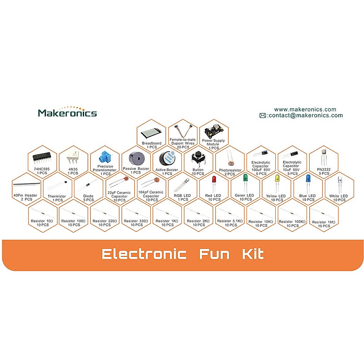 Makeronics 7 in 1 Blue Breadboard Holder Raspberry Pi 4 Holder + 1200 Breadboard+Electronics Fun Kit|Power Supply Module| Precision Potentiometer and More for Prototyping Circuit/Arduino/Raspberry Pi
