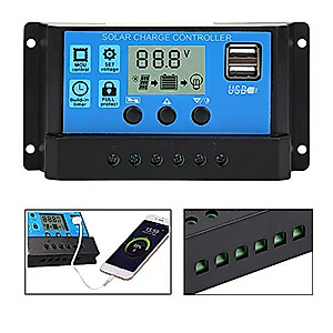 Solar Charge Controller 40A Automatic PWM LCD Solar Charging Regulator PV System Connection with Dual USB Output