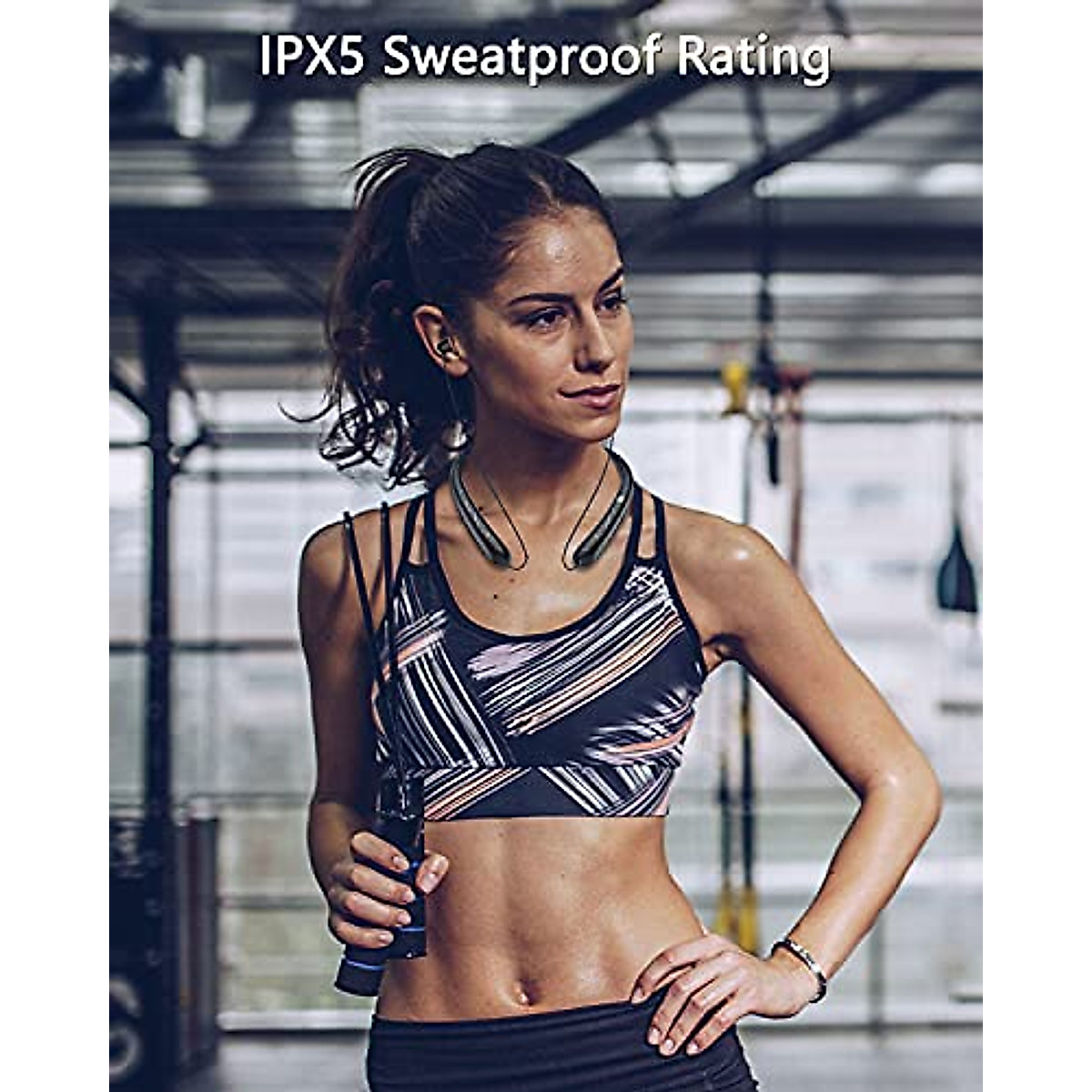 Yarayeon Bluetooth Headphones.Neckband Bluetooth Headphones with Vibration.IPX5 Sweatproof.Noise Canceling Stereo Headphones and Retractable Earbuds for Sports.Music.Meetings (Black2)