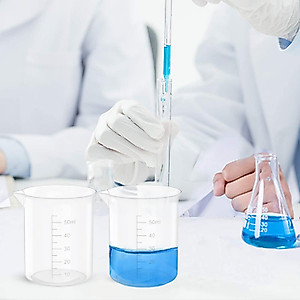 1.7 Oz Transparent Lab Measuring Cup, 50ml Plastic Beaker Cups, for Science Experiment, Liquid Measuring, 12 Pcs