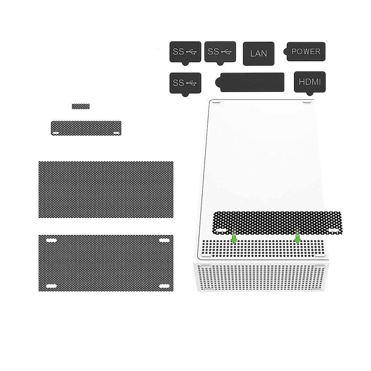 ECHZOVE Dust Plugs Compatible with Xbox Series S, Dust Filter Kit Compatible with Xbox Series S, Include 7 Silicone Series S Dust Protector and 4 PVC Series S Mesh Filter Covers
