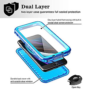 SPORTLINK Waterproof Case for iPhone SE 3rd 2022/iPhone SE 2nd 2020/iPhone 7/8 - Full Body Shockproof Dustproof Phone Screen Protector Rugged Waterproof Case for iPhone SE3/SE2/7/8 (Blue)