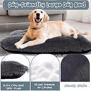 Suzile 2 Pcs Dog Cat Beds Dog Crate Beds with Machine Washable Anti-Slip Thick Puppy Beds Plush Pet Crate Pads Ultra Soft Dog Beds for Large Dog Pet Beds Medium Small Dogs, Gray(X-Large)
