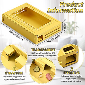 Kittmip 4 Pack Multi Catch Mouse Trap Clear Top Humanized Mouse Trap Reusable Mouse Trap PET and Kids Security for Indoor Outdoor Garage House and Kitchen (Yellow)