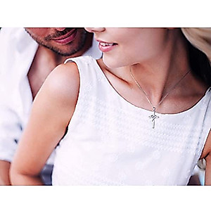 AmorAime 925 Sterling Silver Cross Necklace for Women Men 5A CZ Birthstone Necklaces Gifts for Mother's Day, Birthday or Anniversary
