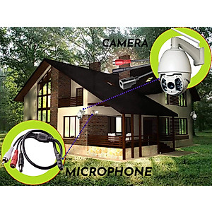 CCTV Microphone Outdoor Microphone for Security Camera IP: Audio Microphone CCTV Surveillance Microphone RCA with High Sensitive Preamp Amplified Pickup Device Mic External Camera Sound (1 Pack)