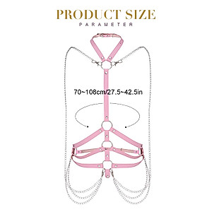 BODIY Fashion Harness Belt Plus Size Harness Waist Belts Punk Leather Body Harness for Women (Pink)