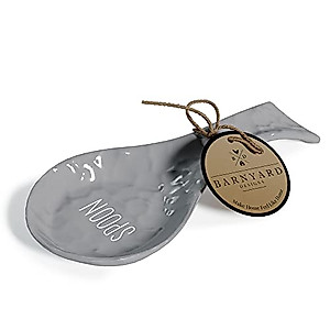 Barnyard Designs Ceramic Spoon Rest for Kitchen Counter or Stove Top, Decorative Cooking Utensil or Spatula Holder, Farmhouse Kitchen Decor, Grey, 9.25" x 4"