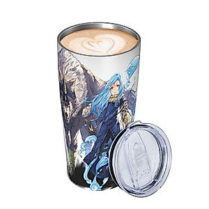 Anime That Time I Got Reincarnated as a Slime Stainless Steel Coffee Mug With Straw And Lid Brush Vacuum Insulated Coffee Tumbler Durable Travel Mugs Thermal Cup For Car Office 20 OZ