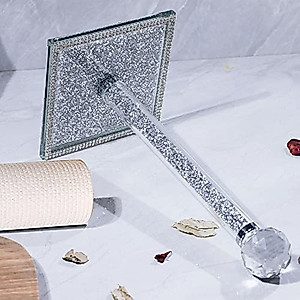 Paper Towel Roll Holder Countertop, Stand Tissue Holder, Freestanding Holder Fit for 11 Inches Paper Towel, Filled with Sparkly Crystal Crushed Diamonds for Kitchen/Bathroom/Bedroom/Office (Silver)