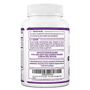 Purely Optimal Premium 5-HTP Plus Supplement 250mg Maximum Strength - Enhanced with Vitamin B6, Gluten Free, Non-GMO, 60 Veggie Caps