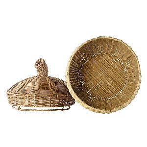 Kaplan Early Learning Acorn Washable Wicker Floor Basket with Lid| Home Decor Organizer | Nature-Inspired Woven Rattan Storage Bin