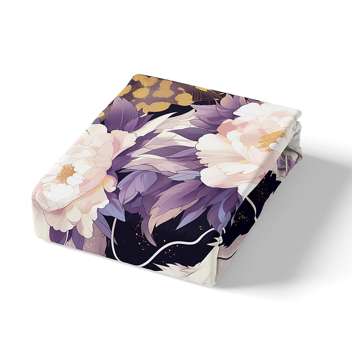 Manfei Dragon Exotic Bedding Set Twin Size,Wild Ancient Animal Purple Dragon Starry Duvet Cover with 1 Pillow,Artistic White Flowers Blooming Floral Quilt Cover(No Filler),2 Pcs