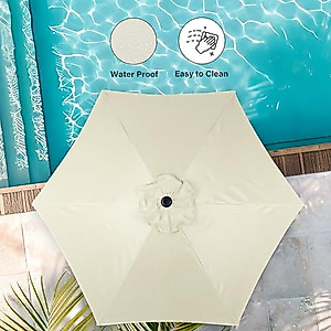 Simple Deluxe 7.5ft Patio Umbrella Outdoor Table Market Yard Umbrella with Push Button Tilt/Crank, 6 Sturdy Ribs for Garden, Deck, Backyard, Pool, Beige