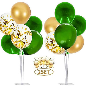 Graduation Decorations 2023 Green Gold/Green Gold Balloons/Green Gold Birthday Party Decorations 2 Set Table Centerpiece Balloons Stand Kit 15pcs for Summer Spring Green Gold Party Decorations