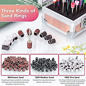 Onism 25Pcs Nail Drill Bits Set - 3/32 Inch Tungsten Carbide Ceramic Nail Bits Kit for Professional Manicure Pedicure Remover for Home Salon Acrylic Gel Nail Polish - With Nail Tool Box, Sanding Bands