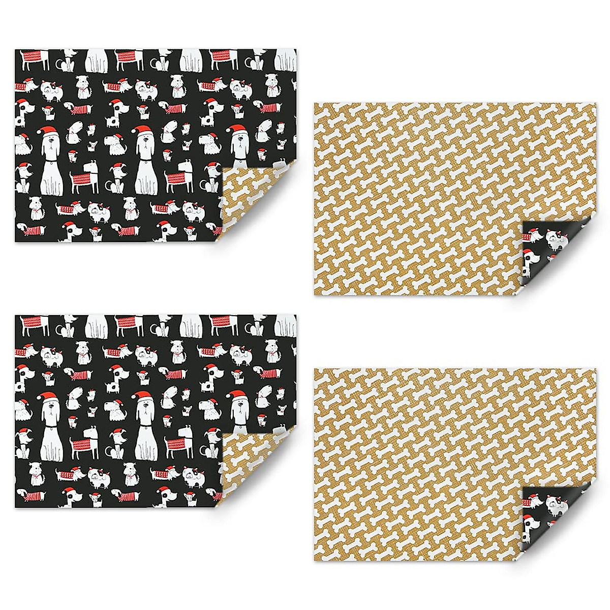 Dog Reversible Gift Wrapping Paper for Boys Girls Women Men, Cute Pet Puppy Dog Bone Design Folded Flat Sheets, Gift Wrap Perfect for Birthday, Holiday, Party, Baby Shower, Christmas All Occasion