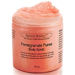 Body Scrub – Moisturizing and Softening with Nourishing Body Oils -Exfoliating Salt Scrub For Body - Win Against Aging, Acne, Eczema, Psoriasis & Dead Skin Scars- 10 oz (Pomegranate)