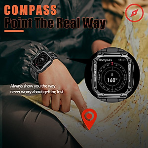 Military Smart Watches for Men (Call Receive/Dial) 1.95" HD Large Screen, Outdoor Tactical Rugged Smart Watch, Sport Fitness Tracker Watch with Compass Heart Rate Monitor Compatible with iOS & Android