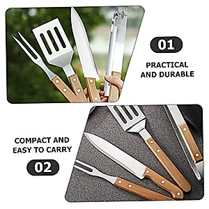 YARNOW 2 Sets Barbecue Knife and Fork Tools Knife Kit Outdoor Dinnerware Food Grill Travel Utensil Barbecue Kitchen Fork Grilling Accessories Kit Barbecue Tool Forks BBQ Tools BBQ Fork