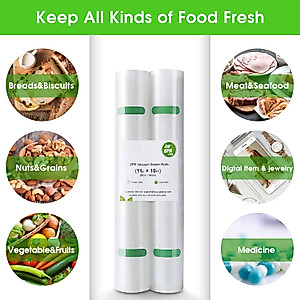 Vacuum Sealer Bags, 2 Rolls Thicker Heavy-Duty Commercial Quality Textured Vacuum Seal Bags for Food Storage Saver Sous Vide Cooking