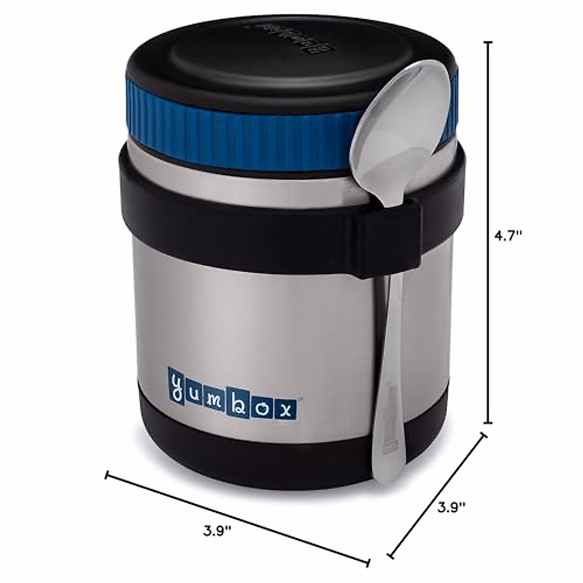 Yumbox Zuppa - Wide Mouth Thermos Food Jar 14 oz. (1.75 cups) with a removable utensil band - Triple Insulated Stainless Steel - Stays Hot 6 Hours or Cold for 12 Hours - Leak Proof (Midnight Black)