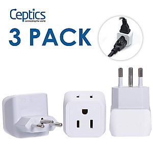 Brazil Travel Adapter Bundle by Ceptics - Type N - Charge Multiple Devices at Once - USA to Brazil - Multipack - for Your Cell Phones, Tablets, iPhone, Camera