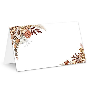 Whaline 50Pcs Floral Place Cards 2 x 3.5 Inch Retro Boho Flower Tented Cards Vintage Seating Cards for Wedding Bridal Baby Shower Birthday Banquet and Special Events