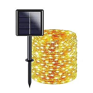 Solar String Lights Outdoor, 72ft 200 LED Solar Powered Fairy Lights with 8 Modes, Waterproof Solar Decoration Copper Wire Lights for Patio Yard Trees Garden Christmas Wedding Party (Warm White)