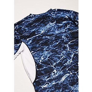 Staghorn Mens Mossy Oak Fishing Short Sleeve Camo Shirt, Aqua Bluefin, Small