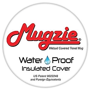 Mugzie Leaping Fish Travel Mug with Insulated Wetsuit Cover, 16 oz, Black