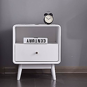 SJYDQ Nordic All Solid Wood Bedroom Bedside Table Home Log Bed Simple Storage Cabinet Walnut Color (Color : Black)