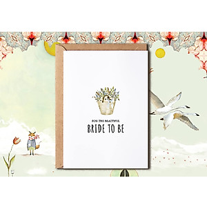 NTVShop For The Beautiful Bride To Be - Floral Basket Bride To Be Card - Bridal Shower Card - Minimal Bridal Shower Card - Valentines Card