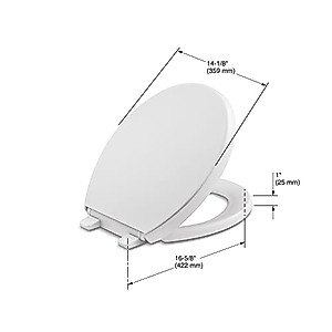KOHLER 4009-0 Reveal Round Toilet, Grip-Tight Bumpers, Quiet-Close Seat, Quick-Attach Hardware, White