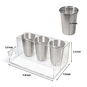 A & R Hair Tool Organizer, Clear Acrylic Blow Dryer Holder, Hair Dryer Organizer for Countertop, Bathroom & Vanity with 3 Heatproof Steel Cups