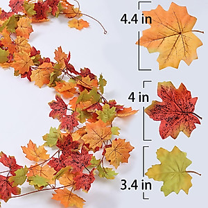 mizii 2 Strands Autumn Artificial Maple Vines Garland 79" Fake Vine with Silk Fall Leaves Faux Hanging Plants Greenery Decoration for Bedroom Home Wall Party Arch Apartment Room Decor (Maple)