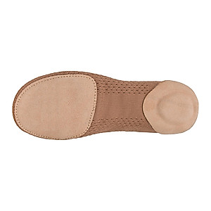 Linodes Unisex 019 Nylon Upper Leather Sole Slip-on Jazz Shoe for Women and Men's Dance Shoes-Brown 8M