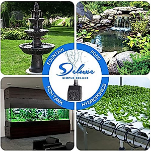 Simple Deluxe 290GPH 28W Submersible Water Pump and 24 Hour Plug-in Mechanical Electric Outlet Timers Switch for Fountains, Ponds, Aquariums and Hydroponics, Black
